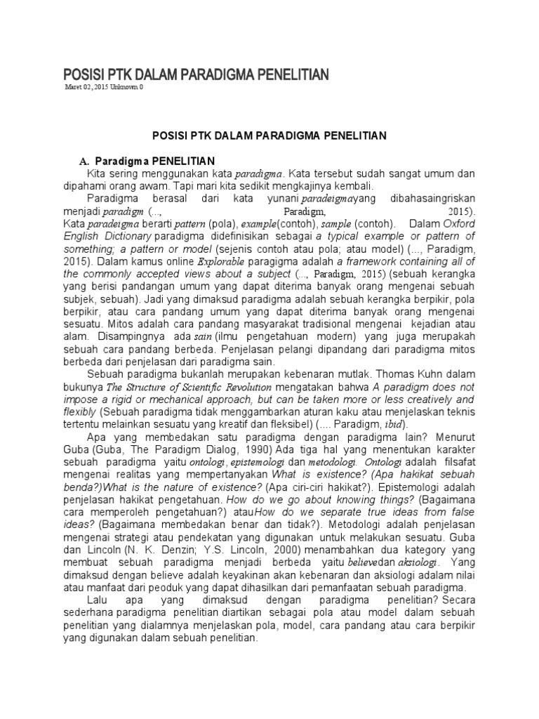 Kajian Teori Dalam Penelitian Tindakan Kelas | PDF