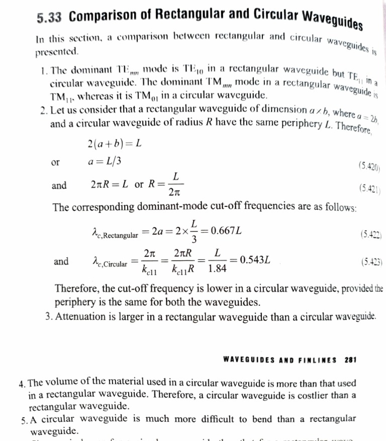 Rectangular Vs Circular Waveguide | PDF