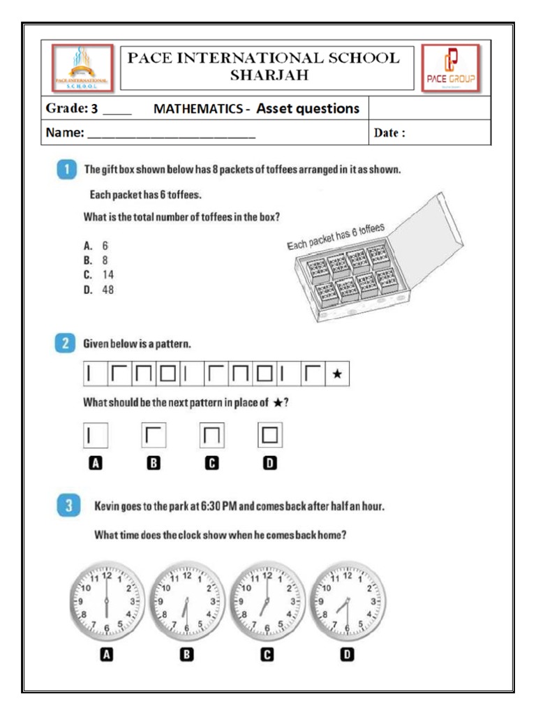 Asset Questions - Grade 3 (Math) | PDF