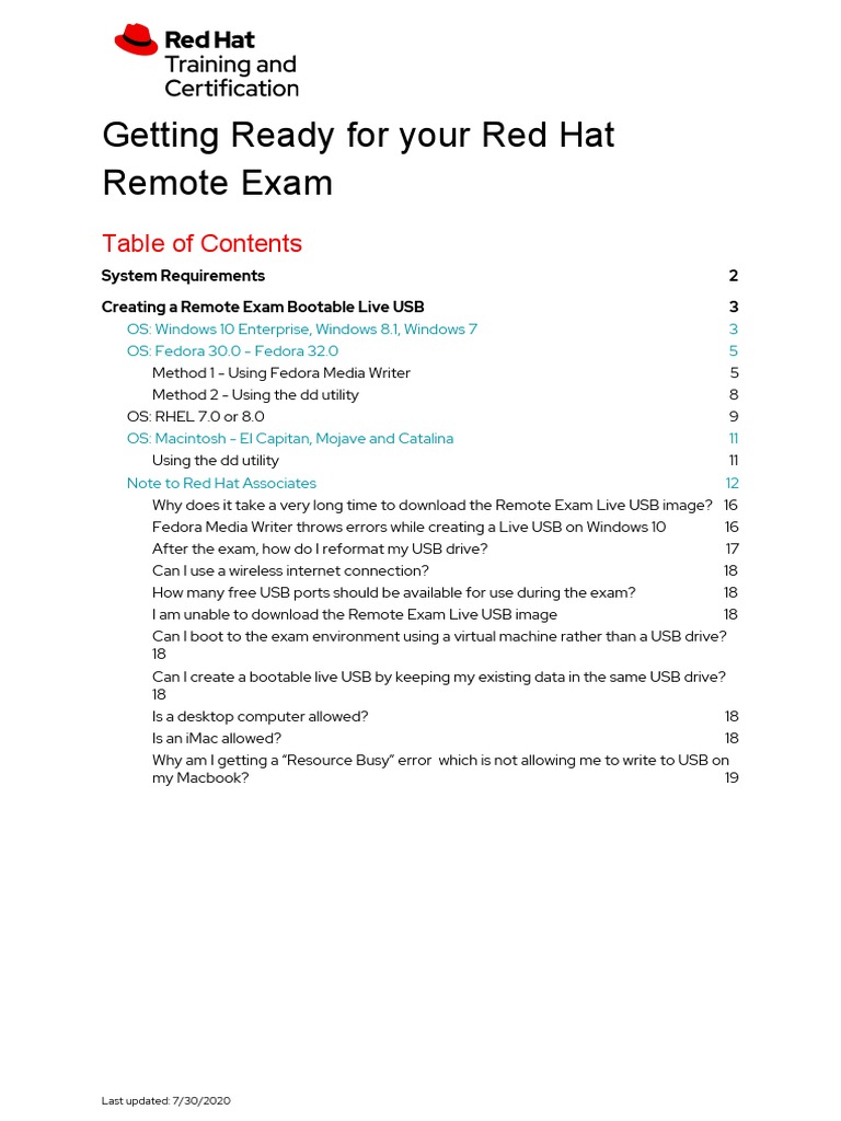 Red Hat Remote Exam USB Setup Guide | PDF | Usb Flash Drive | Booting