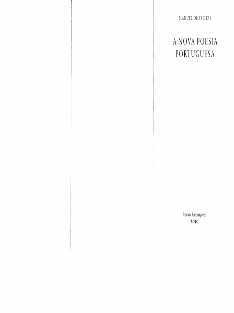 FREITAS, Manuel de - A Nova Poesia Portuguesa (2010) | PDF