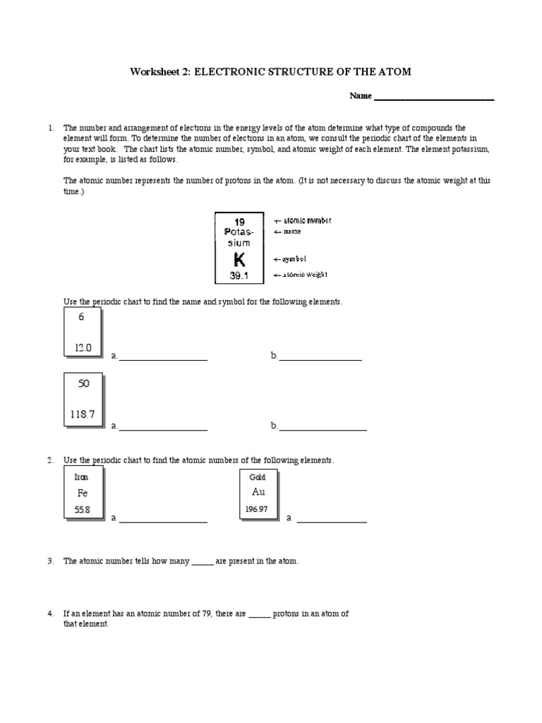 Atomic Structure Worksheets | PDF | Ion | Electron Configuration