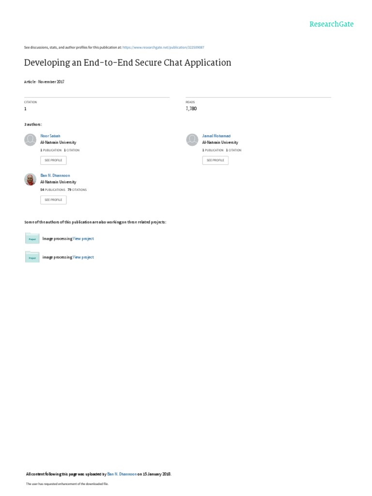 Developing An End-to-End Secure Chat Application: November 2017 | Download Free PDF | Encryption ...