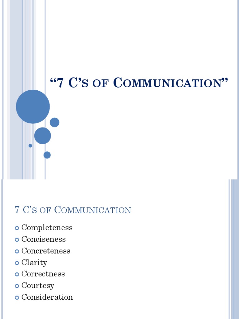 Lecture - 7 C's of Communication | PDF | Sentence (Linguistics ...