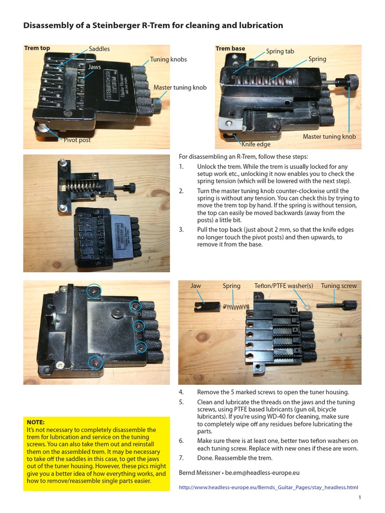 Steinberger R Trem Maintenance | PDF | Manufactured Goods | Equipment