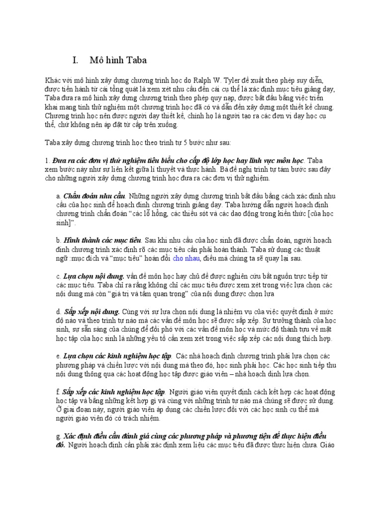 Mo Hinh Taba | PDF