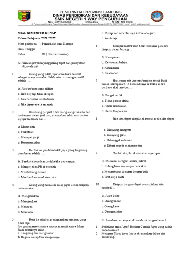 Soal Mid Genap Pak 11 | PDF