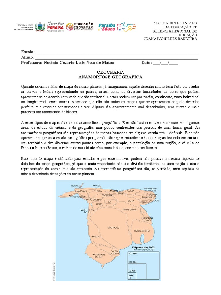 Geografia - Anamorfose Geográfica | PDF | Geografia | Mapa
