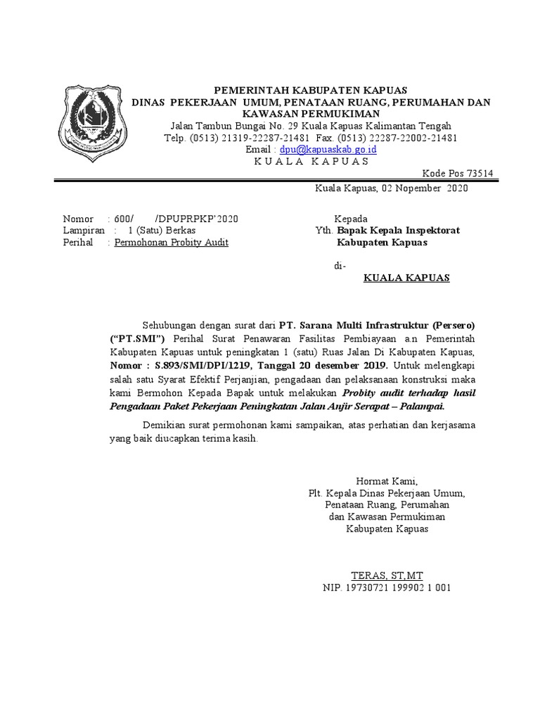 Surat Permohonan Audit Inspektorat | PDF