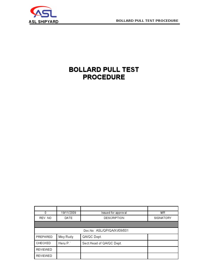 Bollard Pull Test Procedure | PDF | Ships | Telemetry