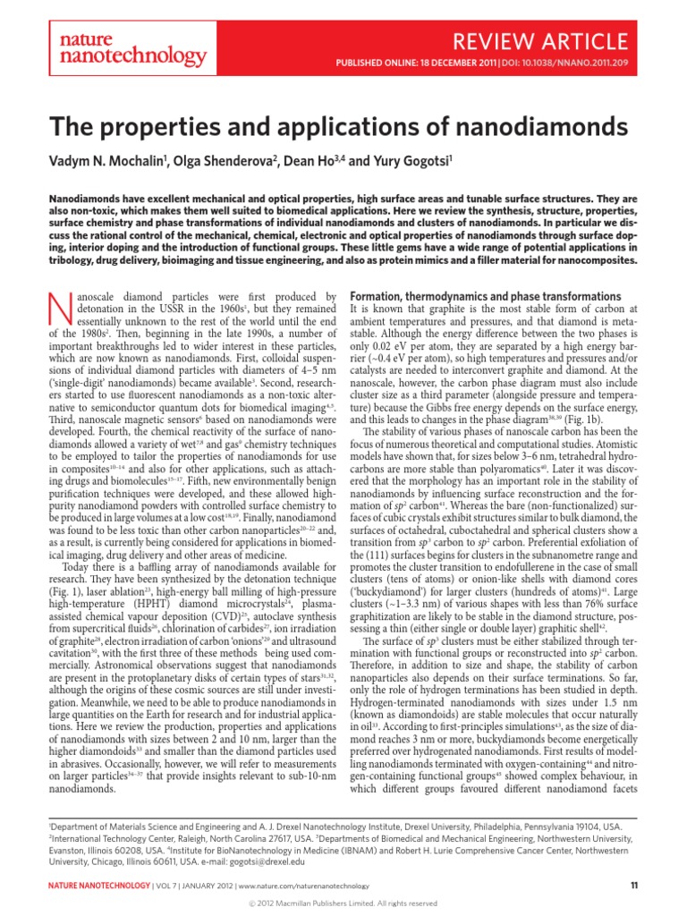 Properties of Diamond | PDF | Carbon | Diamond