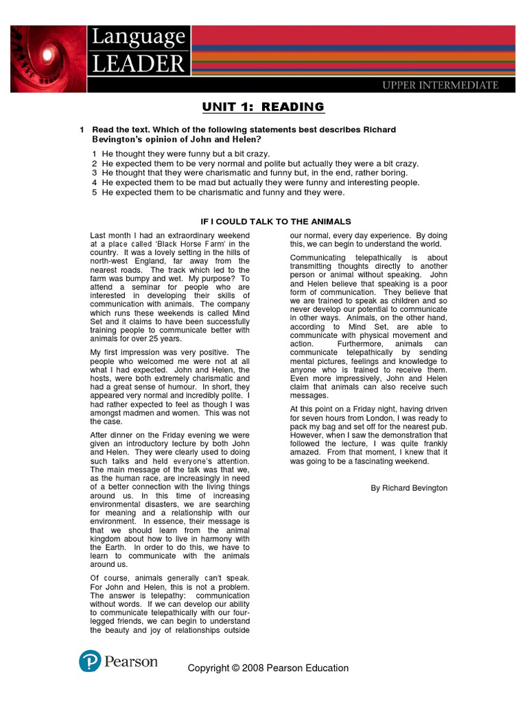 Unit 1 Reading | PDF | Telepathy | Cognition