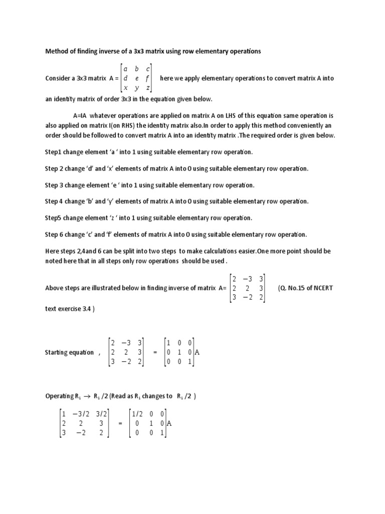Matrix (Finding Inverse of A Matrix) | PDF | Matrix (Mathematics ...