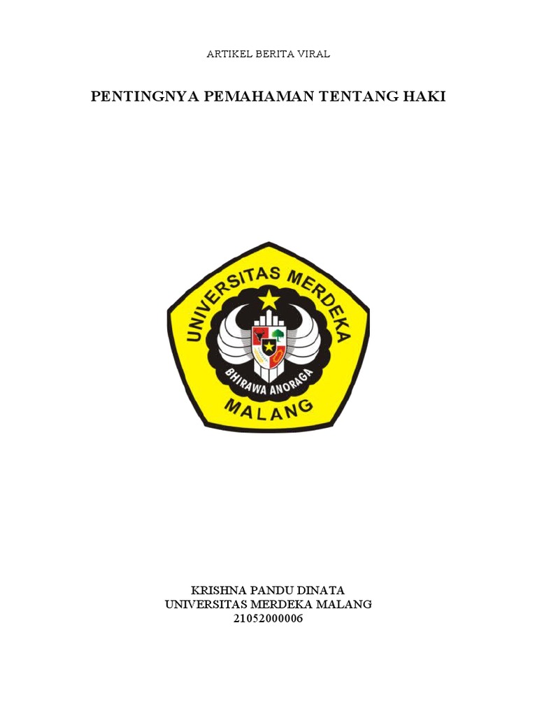 Pentingnya Pemahaman Tentang HAKI - Krishna Pandu D - 21052000006 | PDF ...