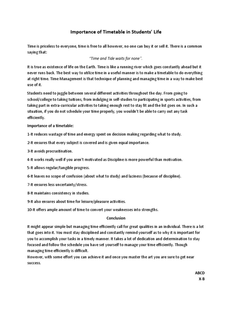 Timetable Benefits for Students | PDF | Applied Psychology | Psychology
