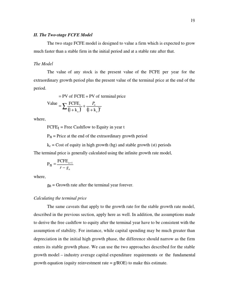 II. The Two-Stage FCFE Model | PDF | Free Cash Flow | Valuation (Finance)