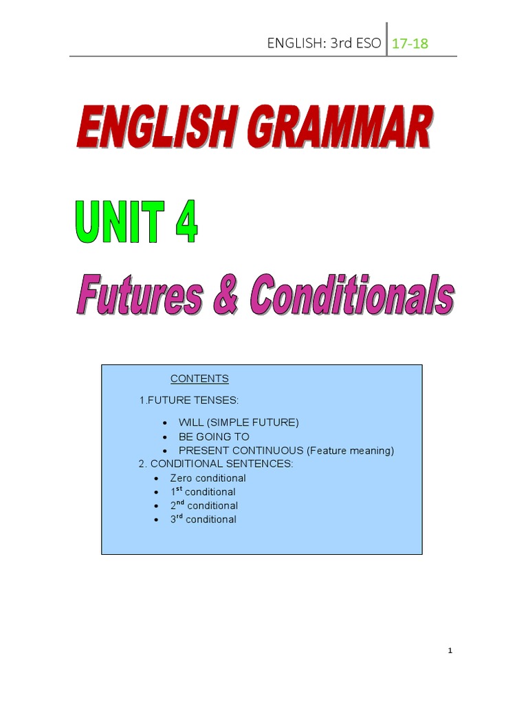Grammar Book Unit 4 Conditionals (3r Eso) Definitiu | PDF | Perfect ...