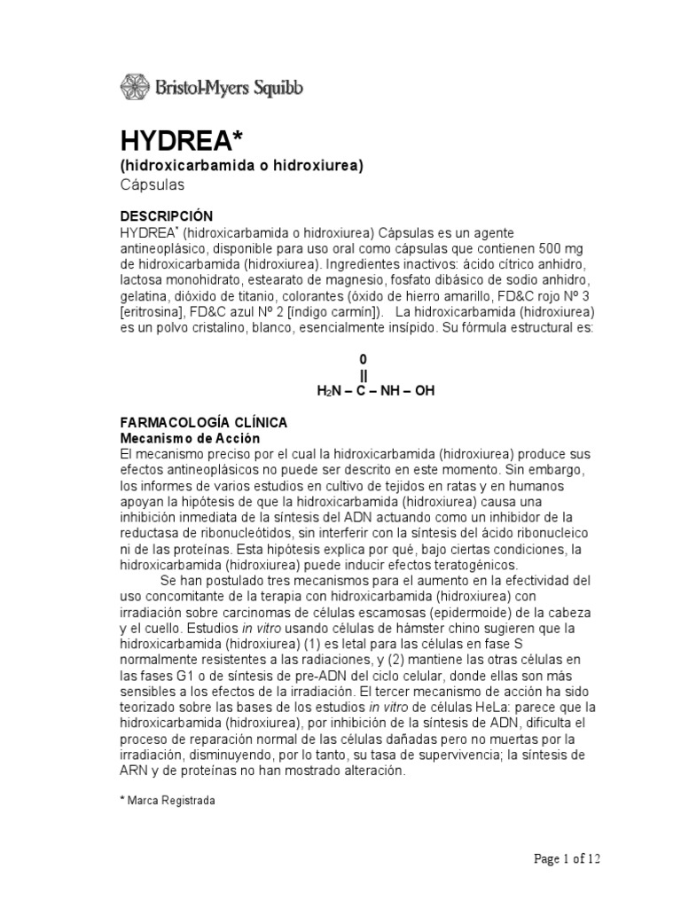 IPP Hydrea-Jul11 (Rev Nov 2012) | PDF | El embarazo | Medicamentos con ...