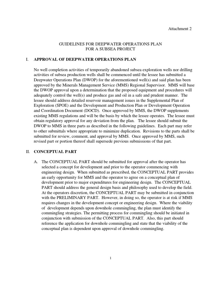 Approval of Deepwater Operations Plan | PDF | Casing (Borehole ...