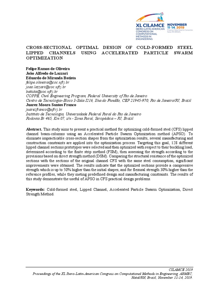 Cross-Sectional Optimal Design of Cold-Formed Steel Lipped Channels ...