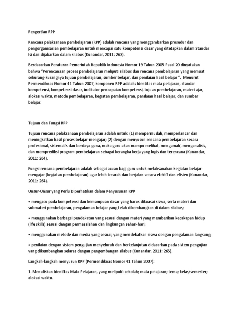Pengertian Tujuan RPP | PDF