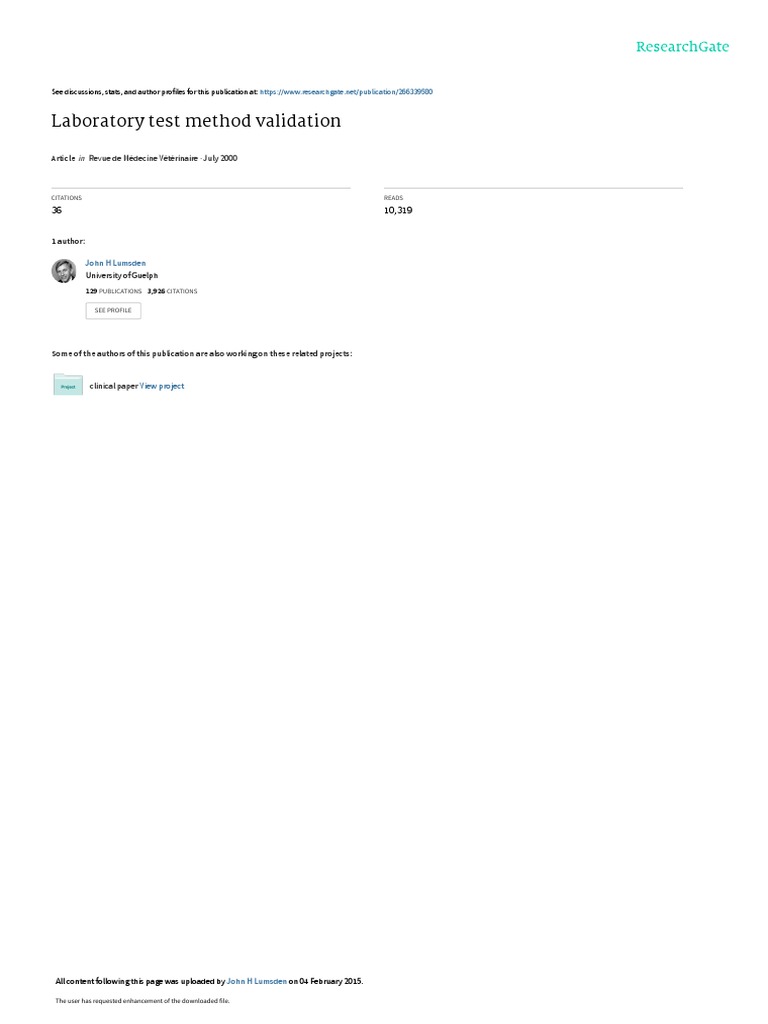 Laboratory Test Method Validation Pdf Médecine Médecine Clinique