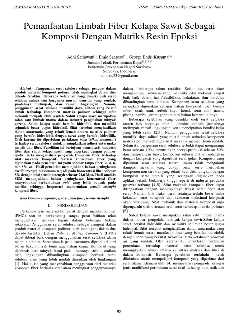 Pemanfaatan Limbah Fiber Kelapa Sawit Sebagai Komposit Dengan Matriks ...