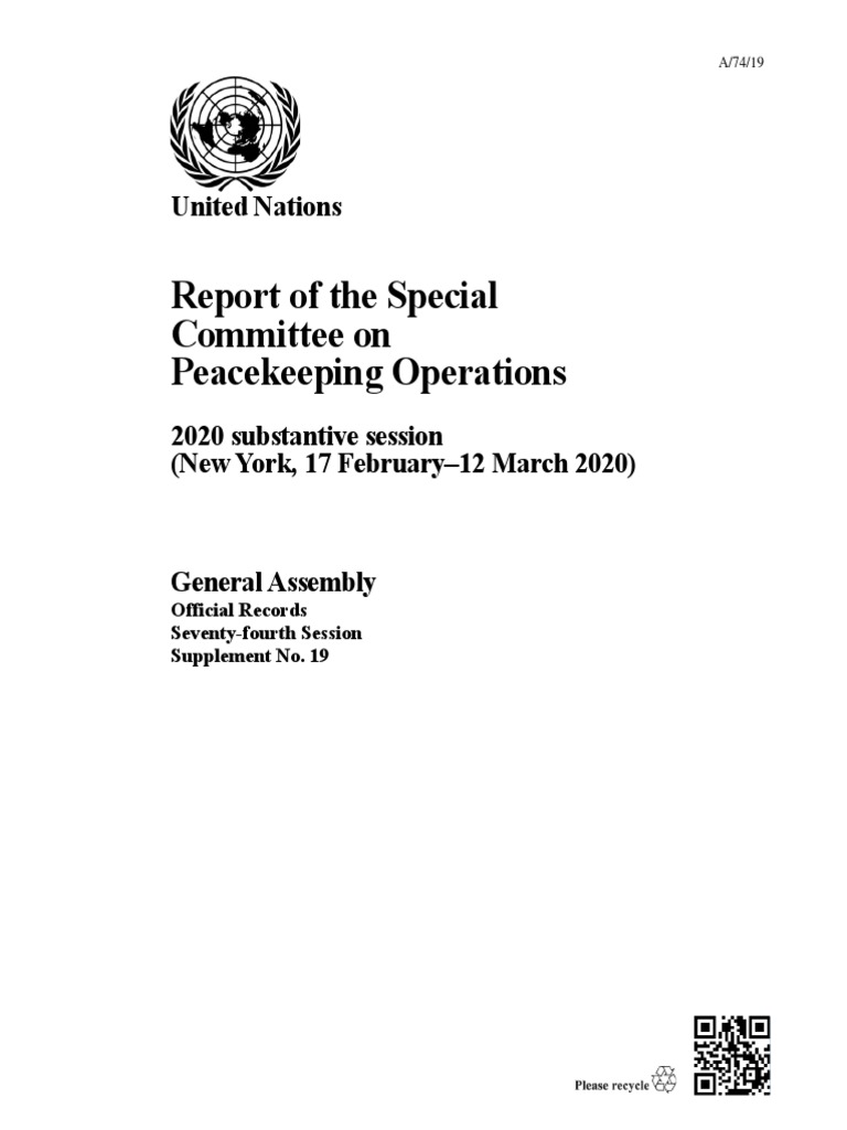Report of The Special Committee On Peacekeeping Operations: United ...