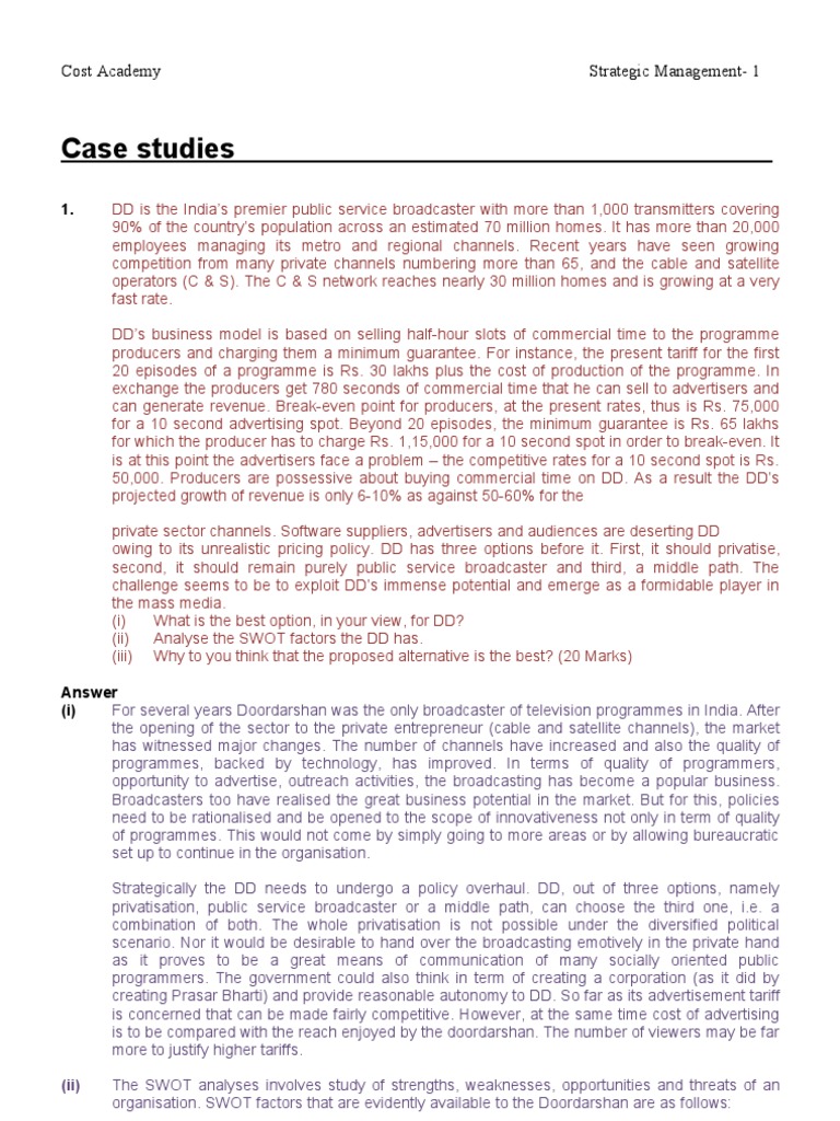 110 Studymat SM Case Studies | PDF | Return On Investment | Strategic Management