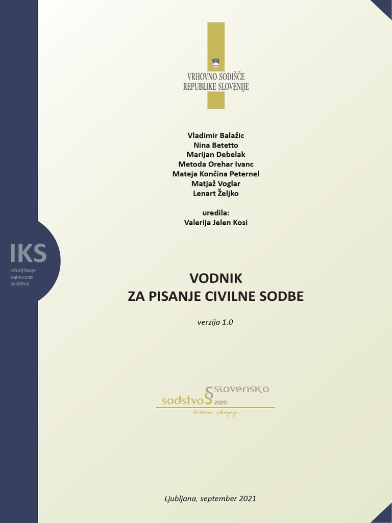 Iks Vodnik Za Pisanje Civilne Sodbe Sep2021 | PDF