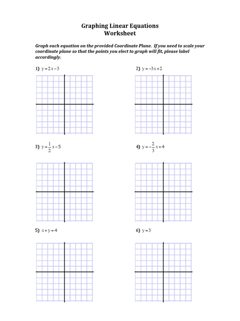 Linear Equations Graphing Worksheet | PDF | Differential Geometry ...