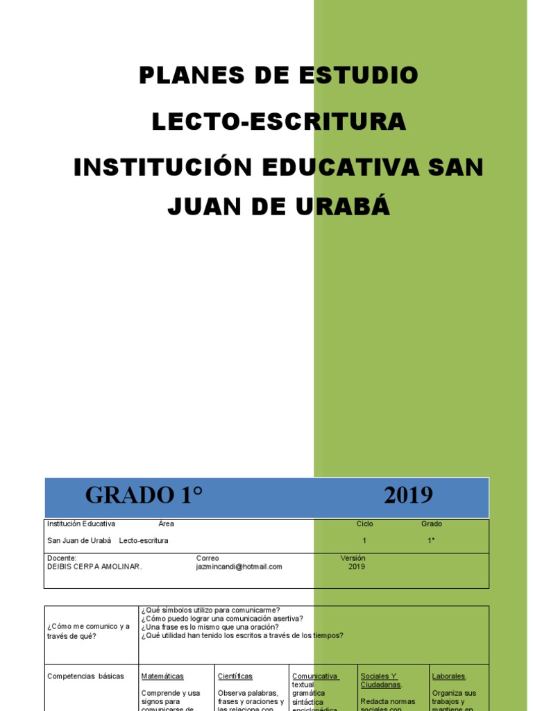 Plan de Estudios Lectoescritura 2019 | PDF | Comunicación | Aprendizaje