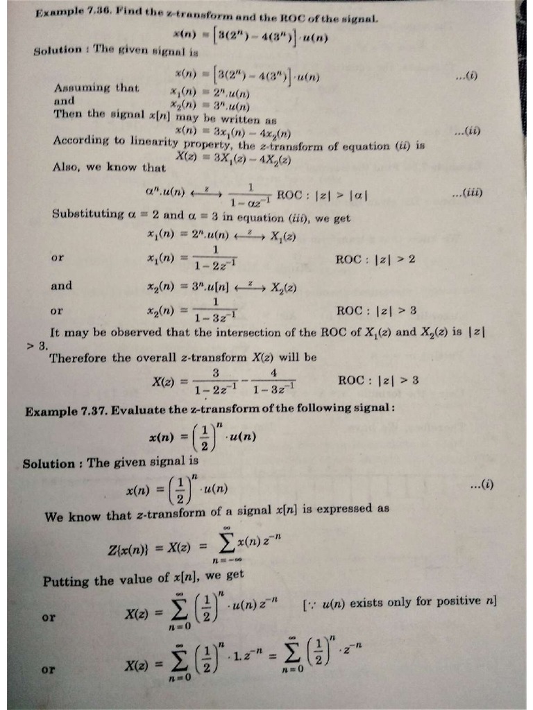Engg EI 4th Sem Signal and Systems Code BT 403 Z Transform Solved Example Part 1 | PDF