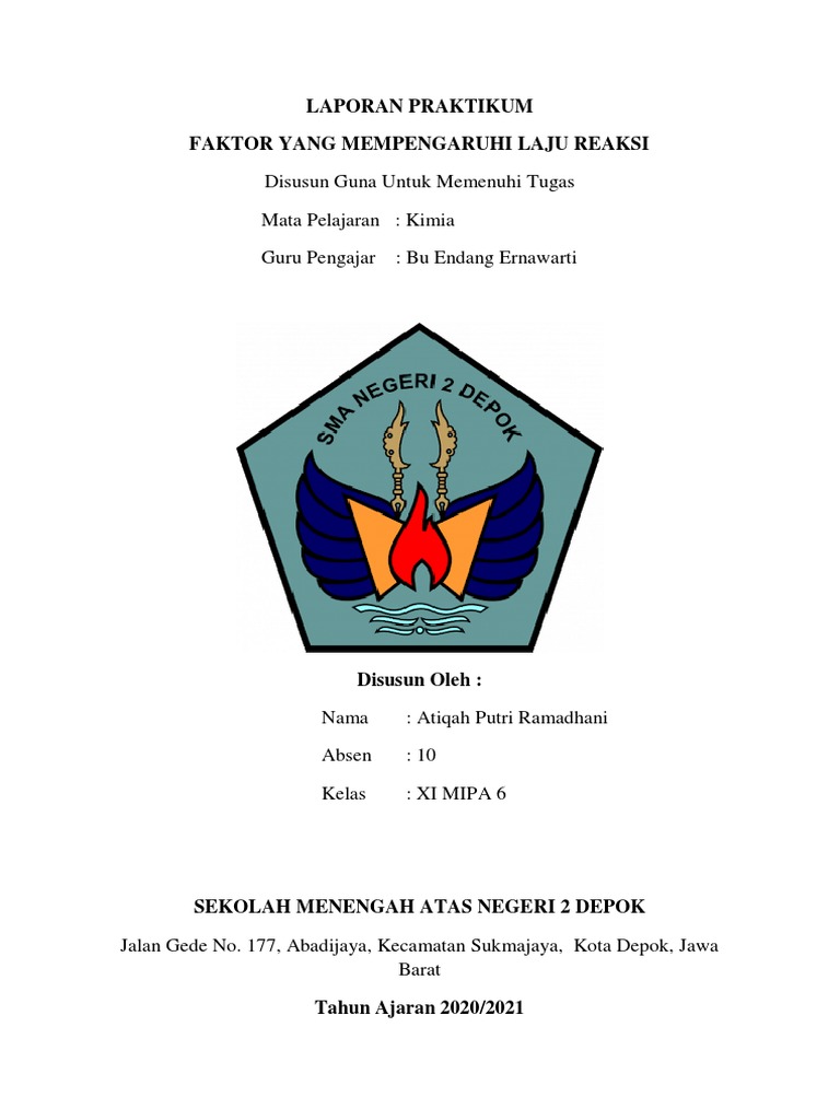 Laporan Praktikum Kimia Laju Reaksi Kelas 11 | PDF