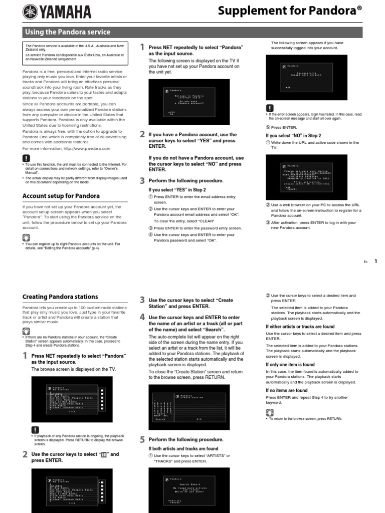 Using The Pandora Service: Account Setup For Pandora | PDF | Menu ...