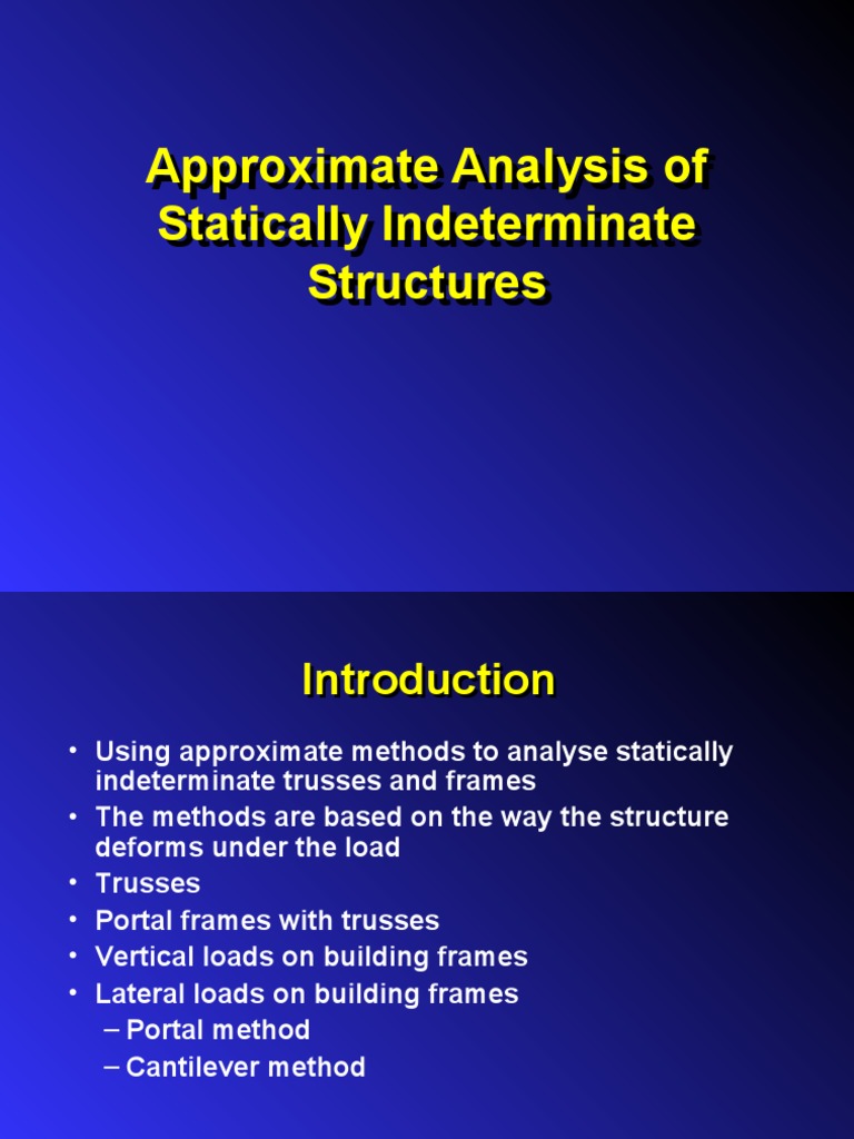 Approximate Analysis of Statically Indeterminate Structures | PDF | Truss | Stress (Mechanics)