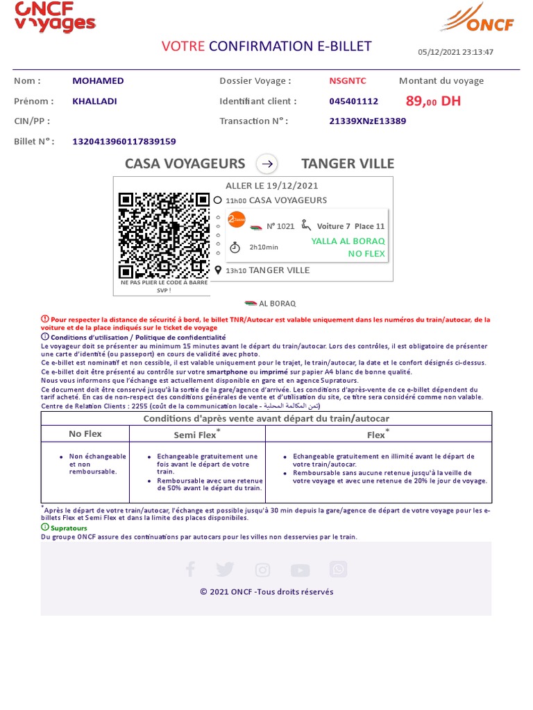 Oncf Voyages Khalladi Mohamed | PDF | Transport