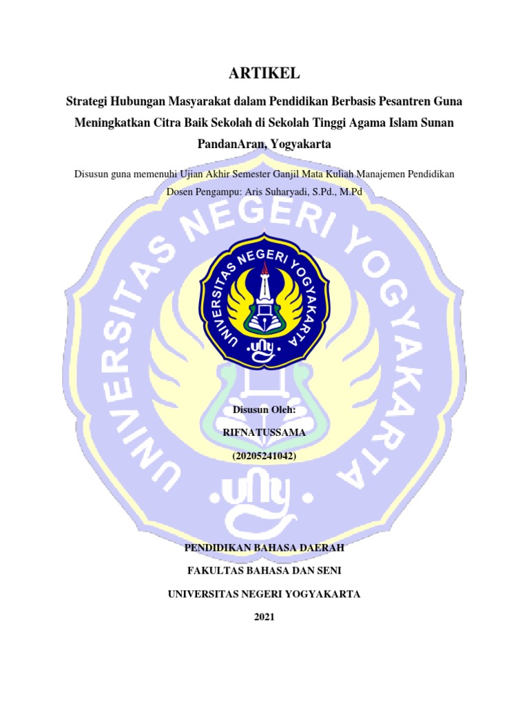 Strategi Hubungan Masyarakat Dalam Pendidikan Berbasis Pesantren Guna ...