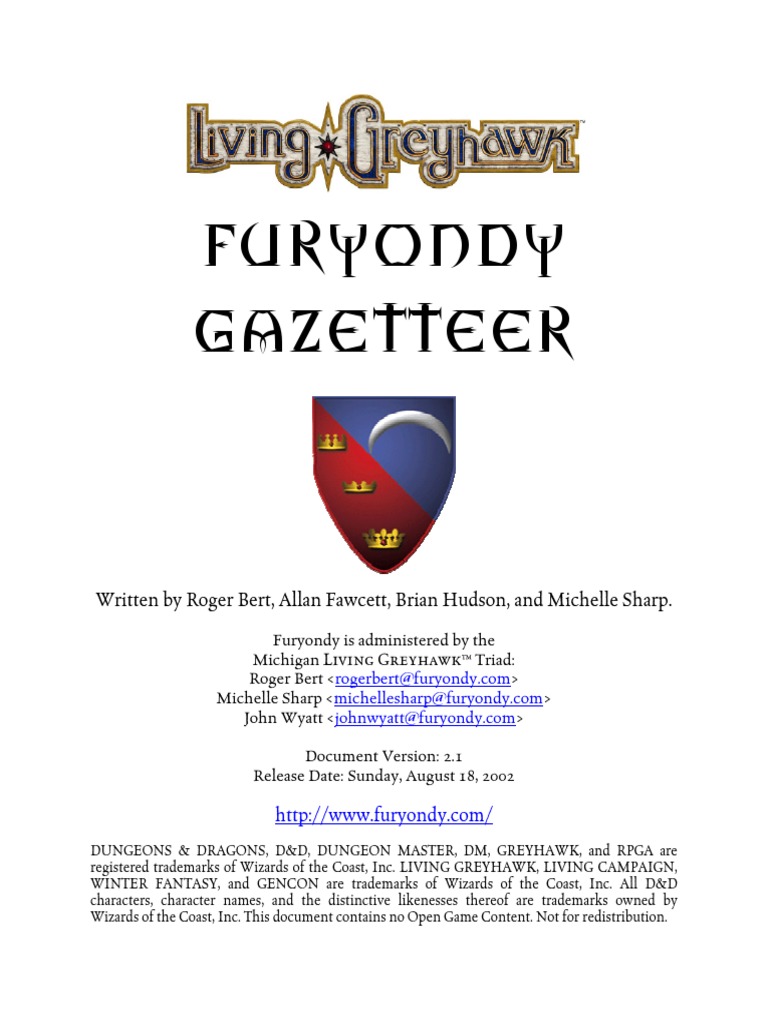 Furyondy Gazetteer V2.1 | PDF | Dungeons & Dragons | Gary Gygax Games