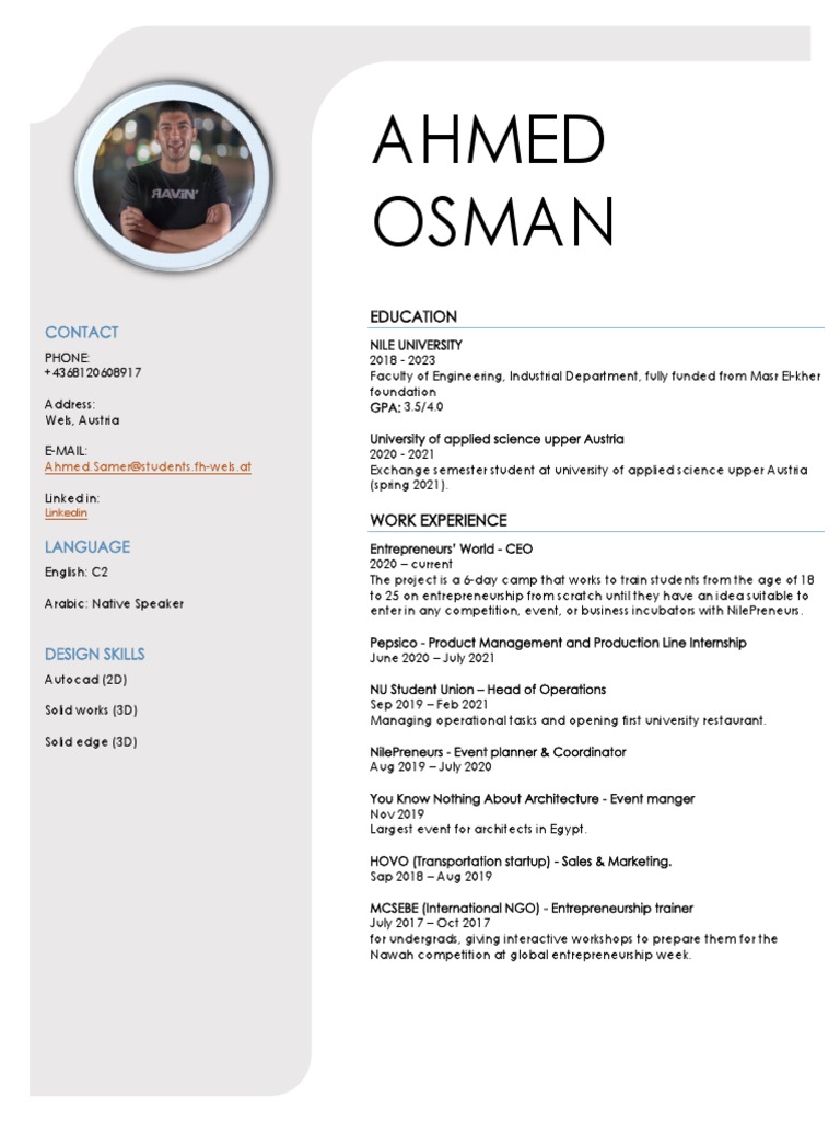 CV - Ahmed Osman | PDF | Entrepreneurship