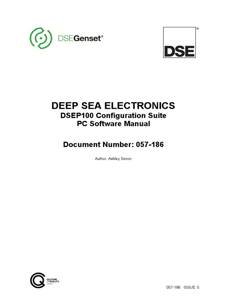 Deep Sea Electronics: DSEP100 Configuration Suite PC Software Manual ...