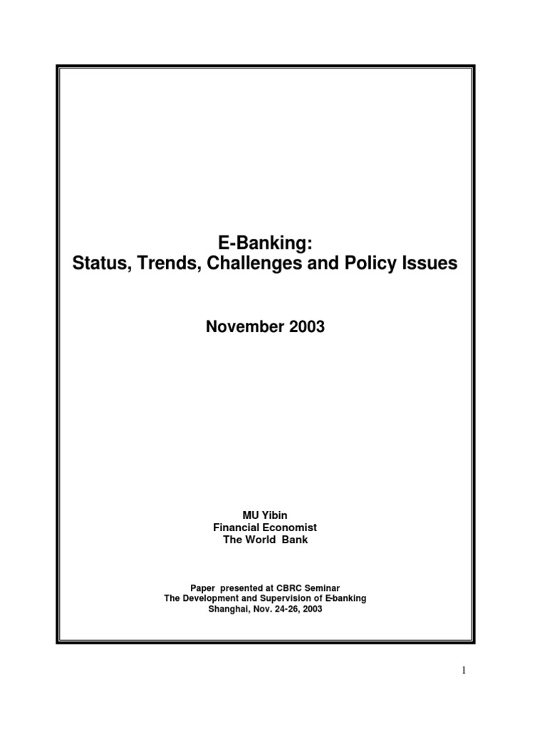 8 e Banking Challenges Status Trends Policy Issues 21-12-2007 | PDF ...