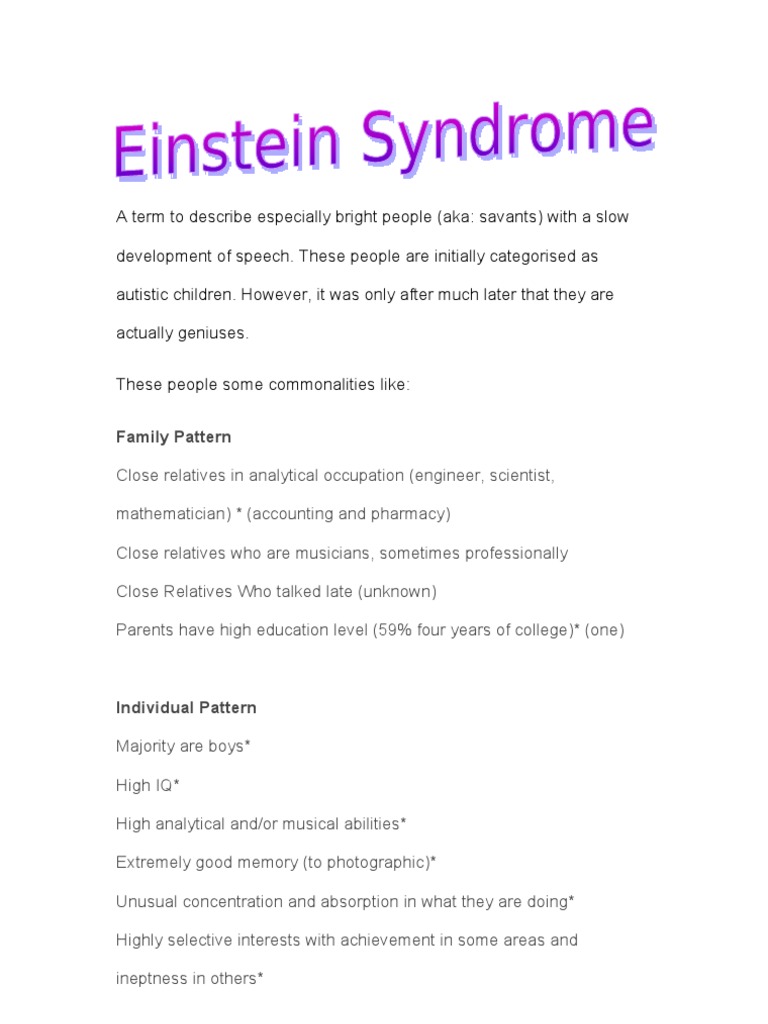 Einstein Syndrome | PDF
