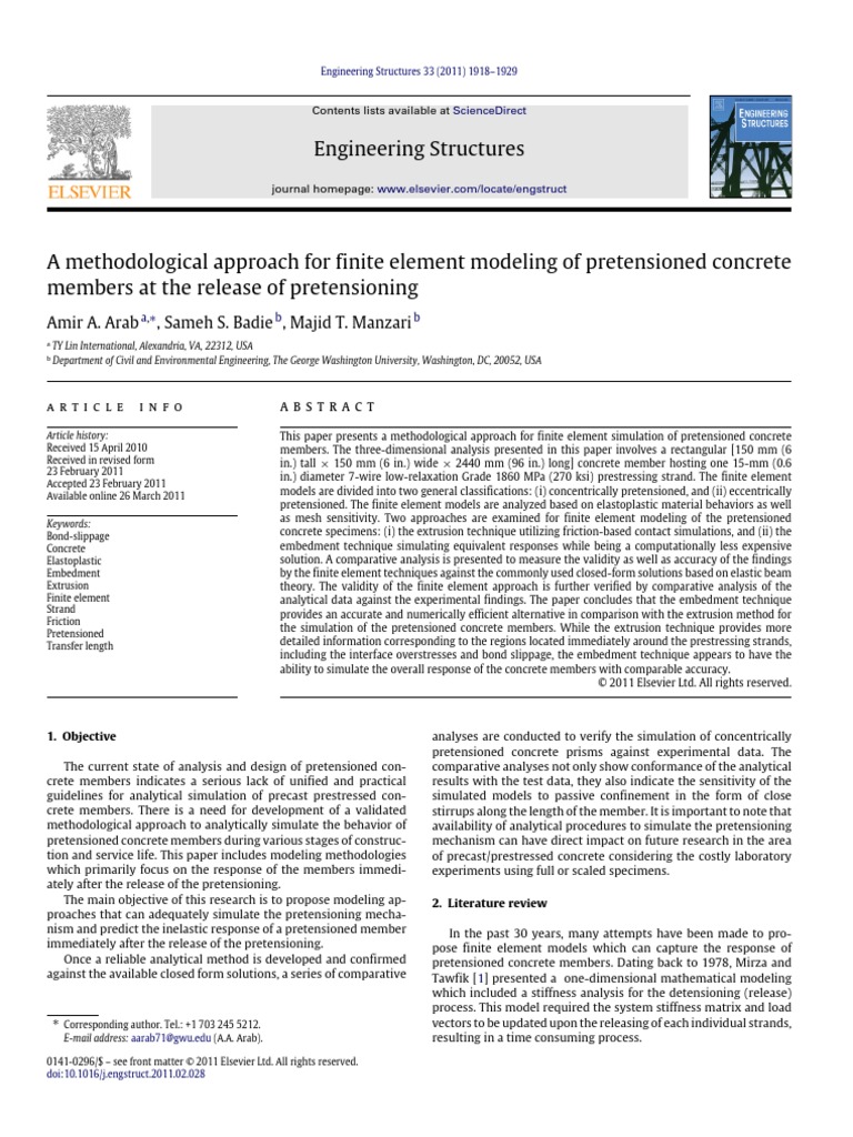 A Methodological Approach For Finite Element Modeling of Pretension Ed ...