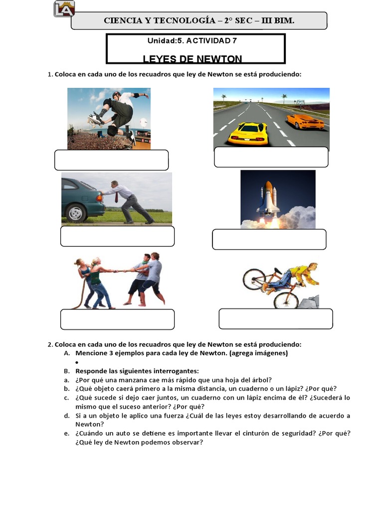 Actividades sobre las Leyes de Newton | PDF | Libros para adolescentes