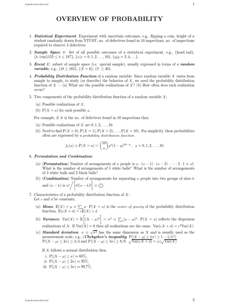 5 Prob - Overview | PDF | Probability Distribution | Sampling (Statistics)