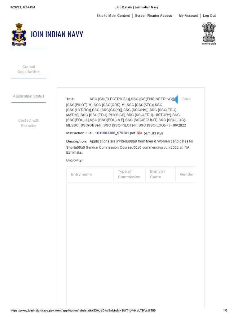 Job Details - Join Indian Navy | PDF | Internet | World Wide Web