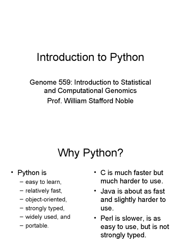 Introduction To Python: Genome 559: Introduction To Statistical and ...