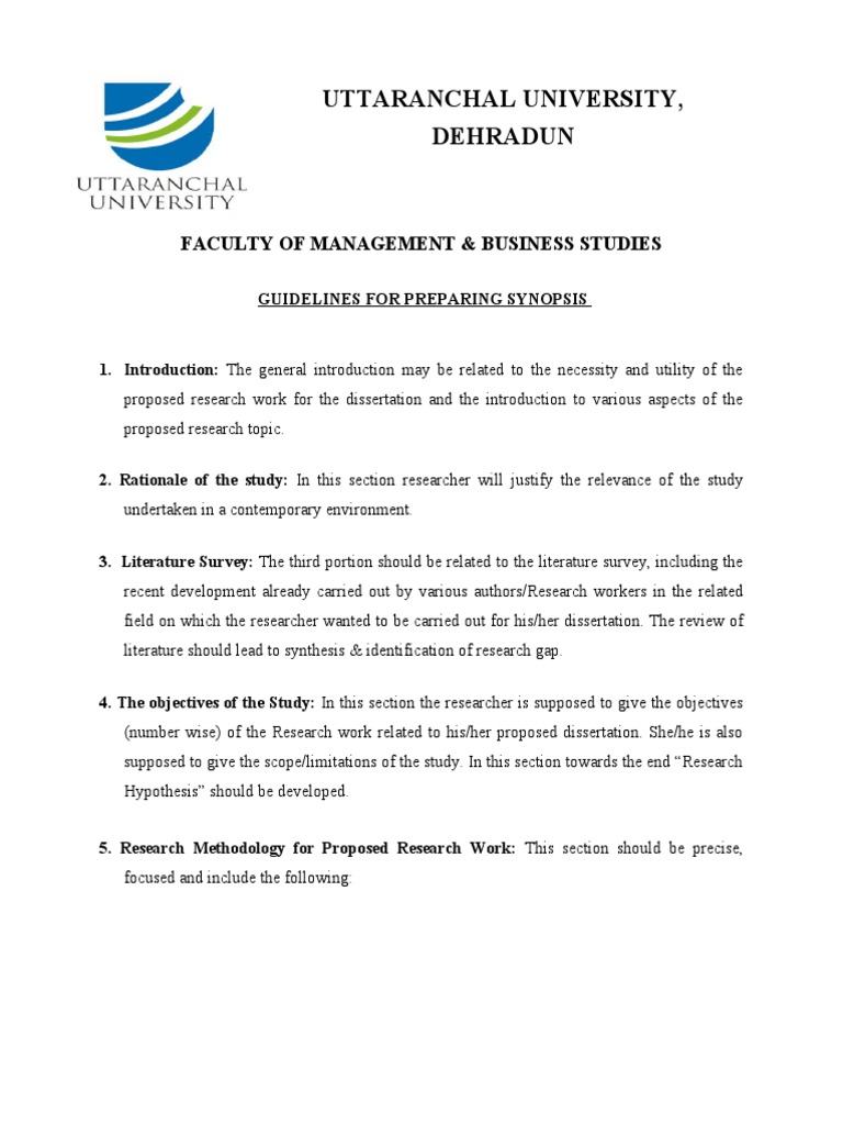 MBA Synopsis Format | PDF | Thesis | Science