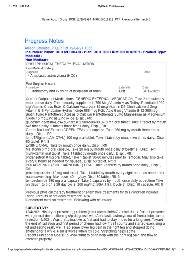 PT Visit Notes | PDF | Anatomical Terms Of Motion | Physical Therapy